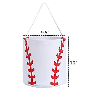 E-FirstFeeling Basketball Basket Easter Baskets Halloween Basket Canvas Easter Eggs Hunt Baskets Halloween Trick or Treat Bags Candy Bucket Tote for Halloween and Easter (Basketball)