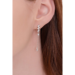Huggie earrings Dangle Long Size Elegant Precious earrings chain CZ Cubic Zirconia Hoop Drop & Dangle Earrings (