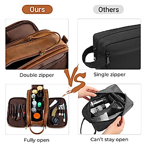 Elviros Travel Toiletry Bag for Men, Shaving Dopp Kit Water-resistant Bathroom Small Toiletries Organizer PU Leather Cosmetic Bags