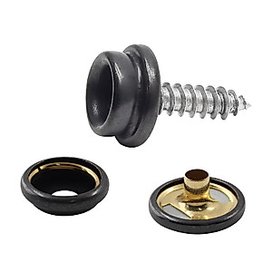 Moicstiy 90Pcs 5/8 Inch Stainless Steel Screws Snaps, Canvas Fastener Screw Snaps Kit 3/8 Inch Socket Marine Grade Boat Canvas Snaps for DIY Cover Furniture (30 Set, Black)