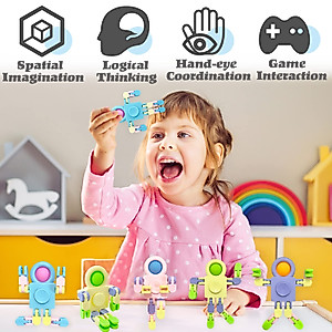 Eerrhhaq 20 Pcs Funny Sensory Fidget Toys,Transformable Chain Robot Finger Toy,Stress Relief Fingertip Gyro Toys for Party Favors,Gifts,Classroom Supplies Prizes