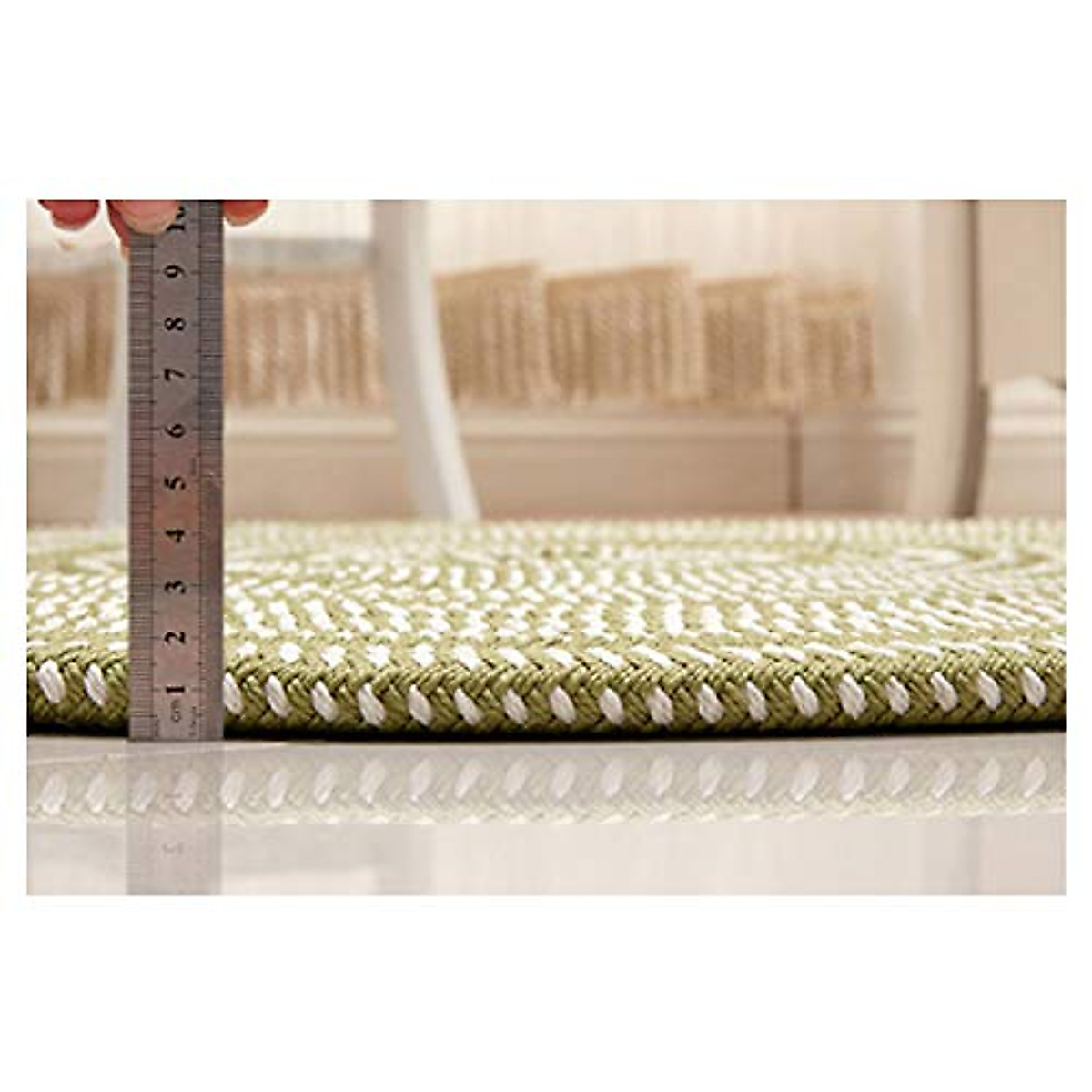 Hand Woven Round Area Rugs Living Room Bedroom Study Computer Chair Cushion Base Mat Round Carpet Lifts Basket Swivel Chair Pad Coffee Table Rug(2' Round, Green)