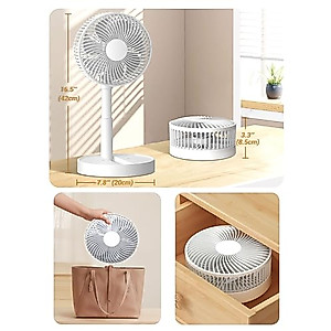 KASYDoFF Portable Desk Fan, 8-Inch USB Battery Operated Fan with 4 Speeds Strong Airflow, Foldable Personal Fan for Bedroom, Small Travel Fan for Outdoor