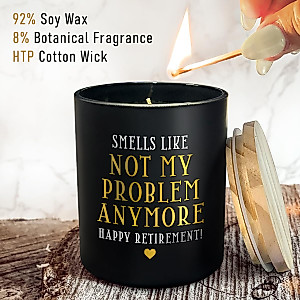 Retirement Gift for Woman, Man 2024-10 oz Soy Wax, Lavender Vanilla Retired Candle - Funny Coworker Leaving Gifts, Smells Like Its Not My Problem Anymore Candle for Teacher, Nurse, Boss, Friends