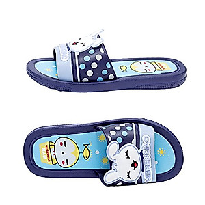 IUU Cute Little Kids Bath Slippers Non-Slip Slippers EVA House Slippers Beach Flip-Flops (Blue,Pink) (7M/18cm US Toddler, Blue)