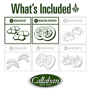 Callahan Front Drilled Slotted Brake Disc Rotors and Ceramic Brake Pads + Hardware Brake Kit For Mercedes-Benz C300 C350 E250 E350 E400 SLC300