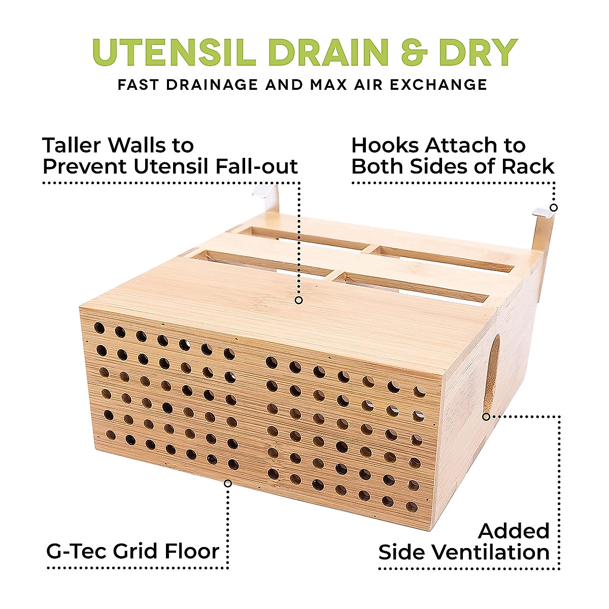 All-in-1 Bamboo Dish Drying Rack Set with Utensil Holder and Microfiber Drying Mat Large Collapsible 3 Tier Wooden Dish Drying Rack Bamboo Utensil Drying Rack and 15" Dish Drying Mat.