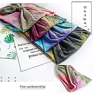 Gangel Boho Headbands Tie Dye Fabric Turban Head Wraps Wide Hair Scarf Yoga Running Hair Accessories for Women and Girls(Pack of 4) (Tie dye)