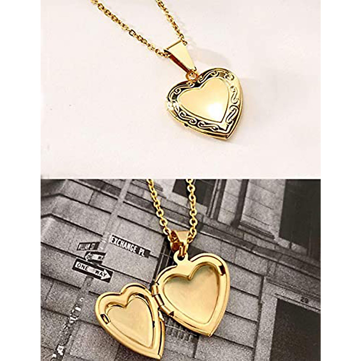 Womens Locket Necklace 18K Gold Photo Necklace Heart Necklace Gold Locket Necklaces for Women
