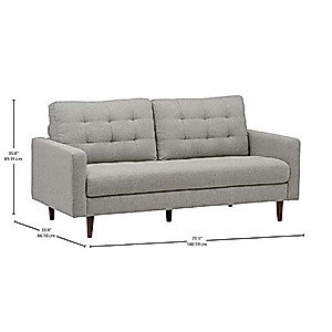 Amazon Brand – Rivet Cove Mid-Century Modern Tufted Apartment Sofa, 72"W, Light Grey