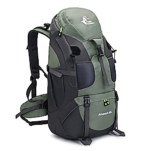 Bseash 50L Water Resistant Hiking Backpack, Lightweight Outdoor Sport Daypack Travel Bag for Camping Climbing Touring (Army Green - with shoe compartment)