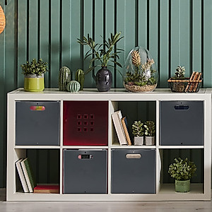 Teyyvn 4-Pack Foldable Cube Storage Bins, Collapsible Plastic Storage Cubes, Gray