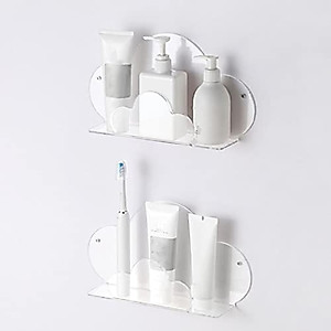 Zerodeko Clear Acrylic Cloud Shelves Wall Mounted Could Shape Wall Shelf Porch Entryway Floating Shelves Bookshelf Rack Wall Decoration (Transparent)