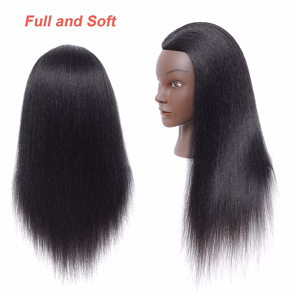 Mannequin Head with Human Hair Manikin Head 16"100% Real Hair Mannequin Head Hairdresser Training Head Cosmetology Manikin Practice Training Head Doll Head with Free Stand (B16)