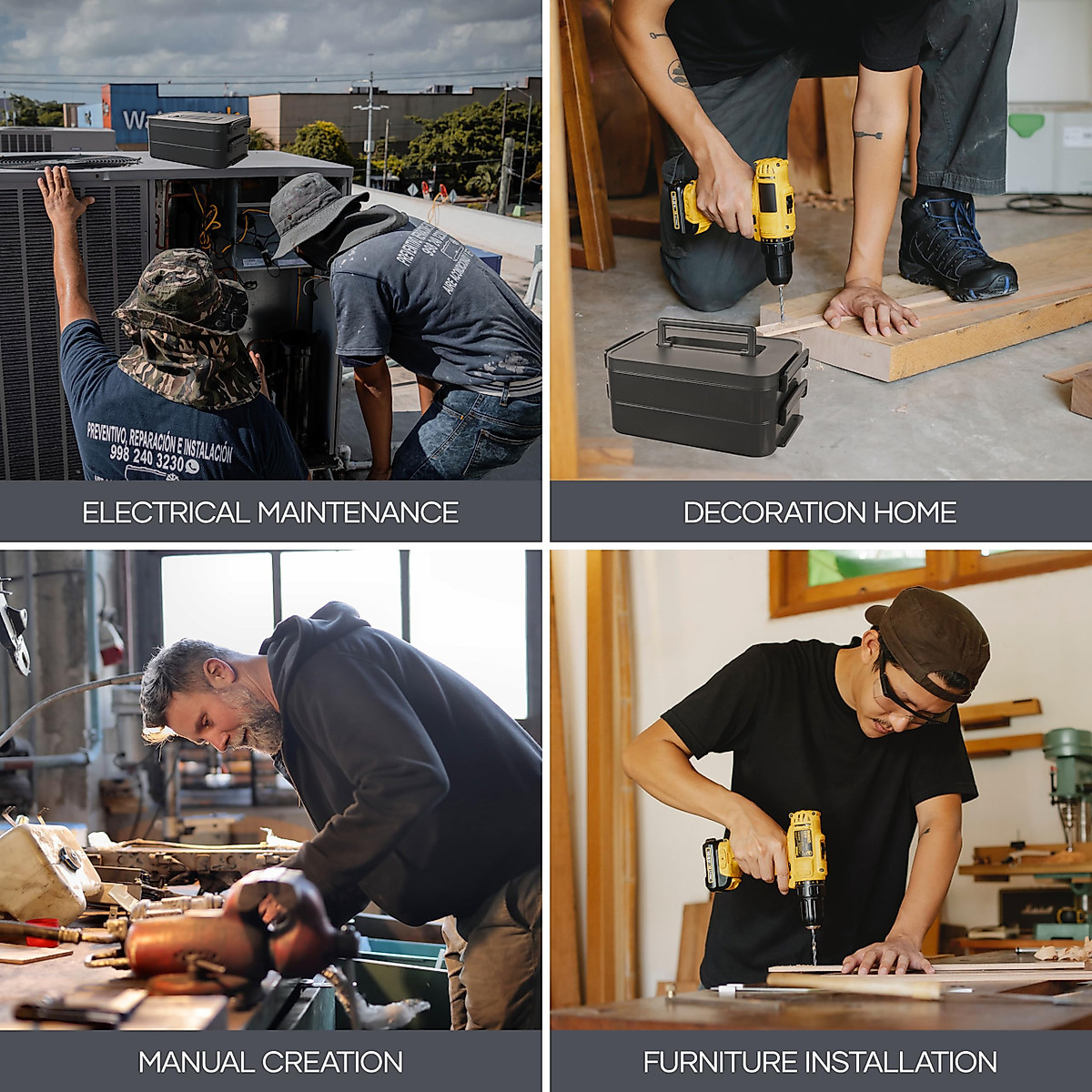 Brehvoe 2 Layer Storage Box With Lid, Opaque Storage Organizer with Handle Portable Tool Box with Latch Stackable for Tool/Art & Crafts Case/Gadgets Supplies, Durable ABS