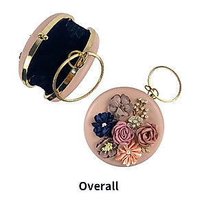 shiiriin | Women’s 3D Nude Pink Floral Clutch Purse Hand Bag | Handmade with Pearl | Bridal Wedding Daytime Evening Party (Nude Pink)