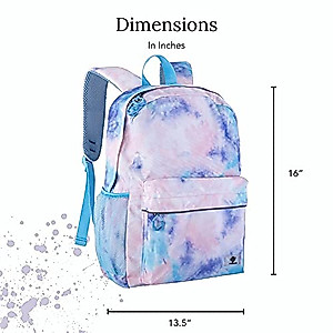 Fenrici Tie Dye Kids Backpack and Lunchbox Bundle for Girls, Boys, Teens (Pastel Pink)