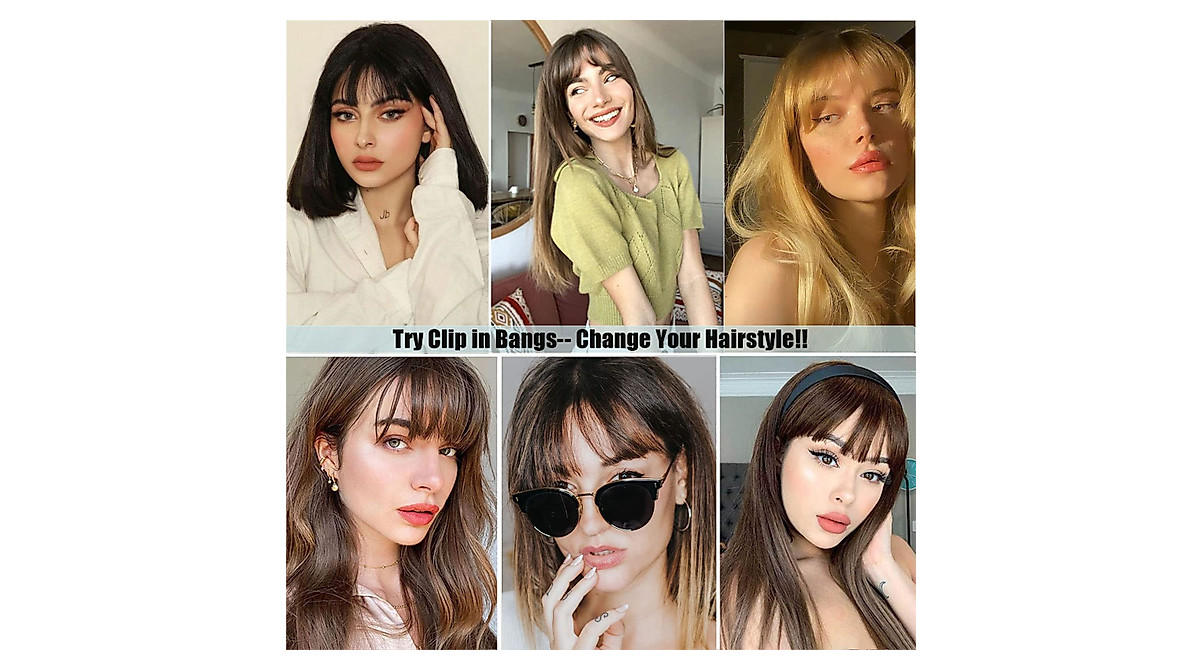 100% Human Hair Clip In Bangs - Dark Brown & Natural Look