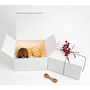 Moretoes 8pcs Gift Boxes, 8x8x4 Inches White Paper Gift Box with Lids for Wedding Present, Bridesmaid Proposal Gift, Graduation, Holidays, Birthday Party Favor