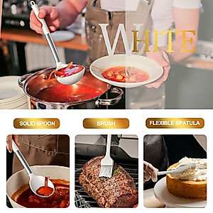 Kitchen Utensils Set-Umite Chef 26 Pcs Silicone Cooking Utensil Set for Nonstick Cookware-Large Silicone Spatulas Set, Stainless Steel Handle-Cream Kitchen Tools, Dishwasher Safe