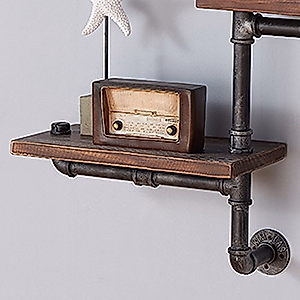 Armen Living Orton 30" Accent Shelf in Walnut Wood Finish with Grey Piping