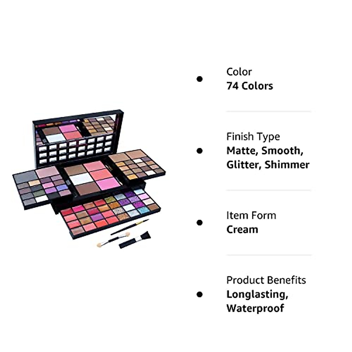 All in One Makeup Kit for Women Full Kit, 74 Colors Professional Makeup Gift Set, Include 36 Eyeshadow, 16 Lip Gloss, 12 Glitter Cream, 4 Concealer, 3 Blusher, 2 Highlight and Contour, 1 Bronzer