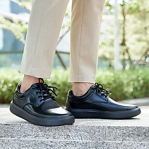 Men's Orthopedic Leather Dress Walking Shoes: Comfortable Plantar Fasciitis Fashion Oxford with Arch Support, Heel and Foot Pain Relief Dress Shoes for Wedding Black Size 12