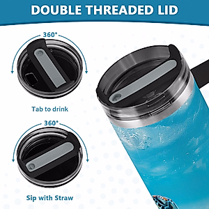 FRCSDIY Sea Turtle Insulated Tumbler with Handle and Straw Lid,30oz Leakproof Stainless Steel Cup BPA-Free Water Bottle