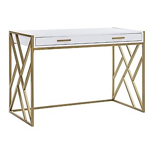 Safavieh Home Office Elaine Modern White and Gold 1-drawer Desk
