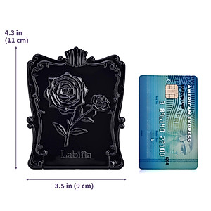 Travel Pocket Makeup Compact Handheld Mirror with Stand, Small Black Rose