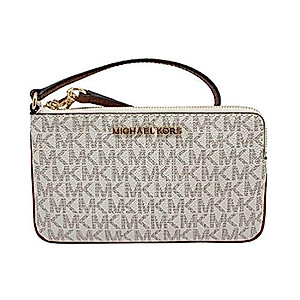 Michael Kors Jet Set Travel Large Top Zip Wristlet - Monogram PVC (Vanilla)
