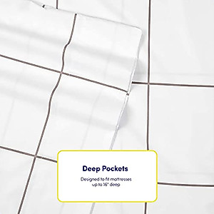 King Size Bed Sheets - 6 Piece 1500 Supreme Collection Fine Brushed Microfiber Deep Pocket King Sheet Set Bedding - 2 Extra Pillow Cases, Great Value, King, Window Pane White