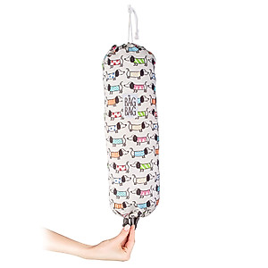 Plastic Bag Holder I Grocery Shopping Bags Carrier I Dispenser I Storage I Organizer. Multiple Designs/Sizes - Dachshund Dwelling, Large