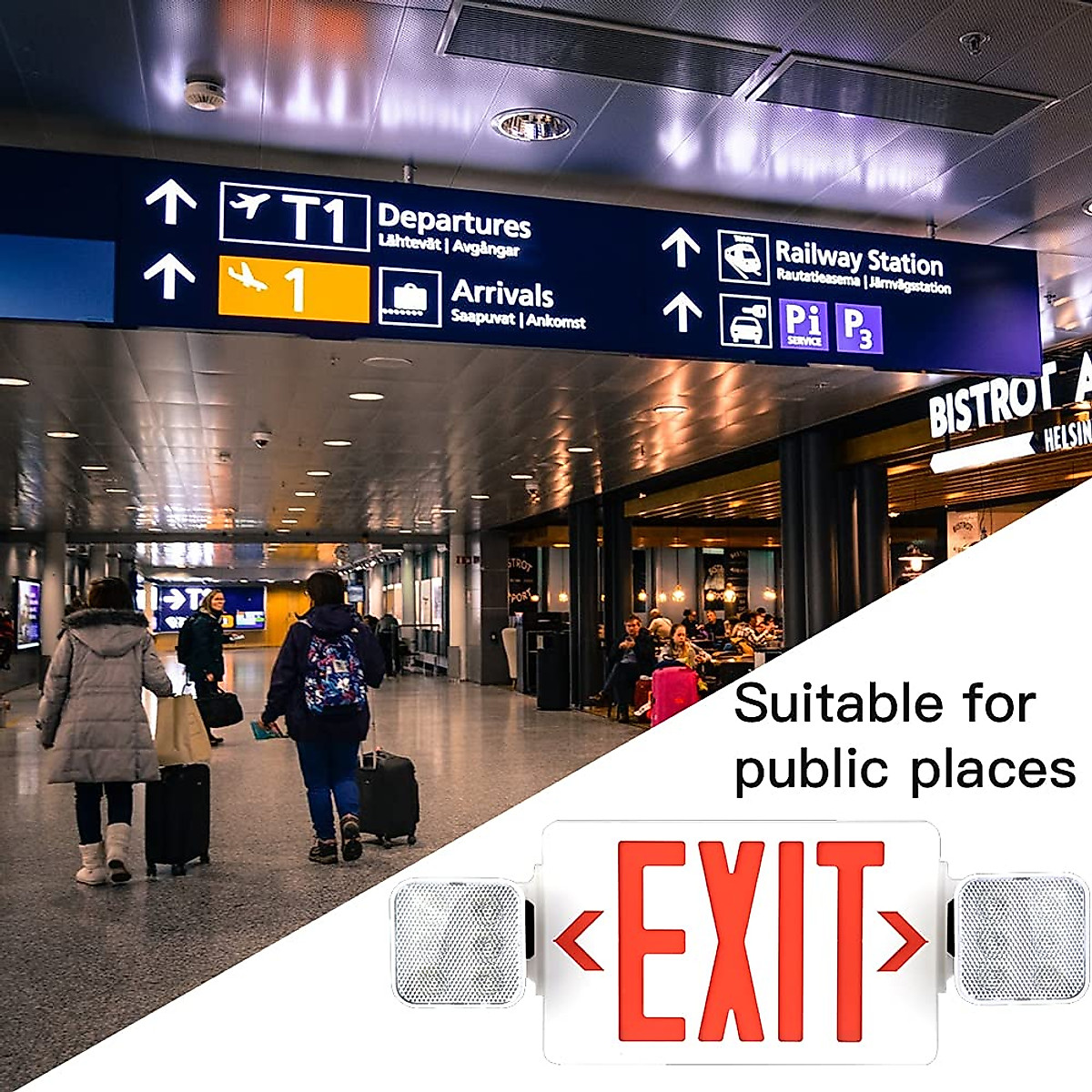 OSTEK 4 Pack Red LED Exit Sign with Emergency Light, Two LED Adjustable Head Emergency Exit Lights with 90 Minutes Battery Backup, Dual LED Lamp ABS Fire Resistance UL-Listed (4)