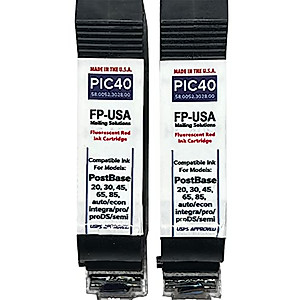 FP PostBase PIC40 High Capacity Fluorescent Red Ink Cartridge Set Franco Postalia