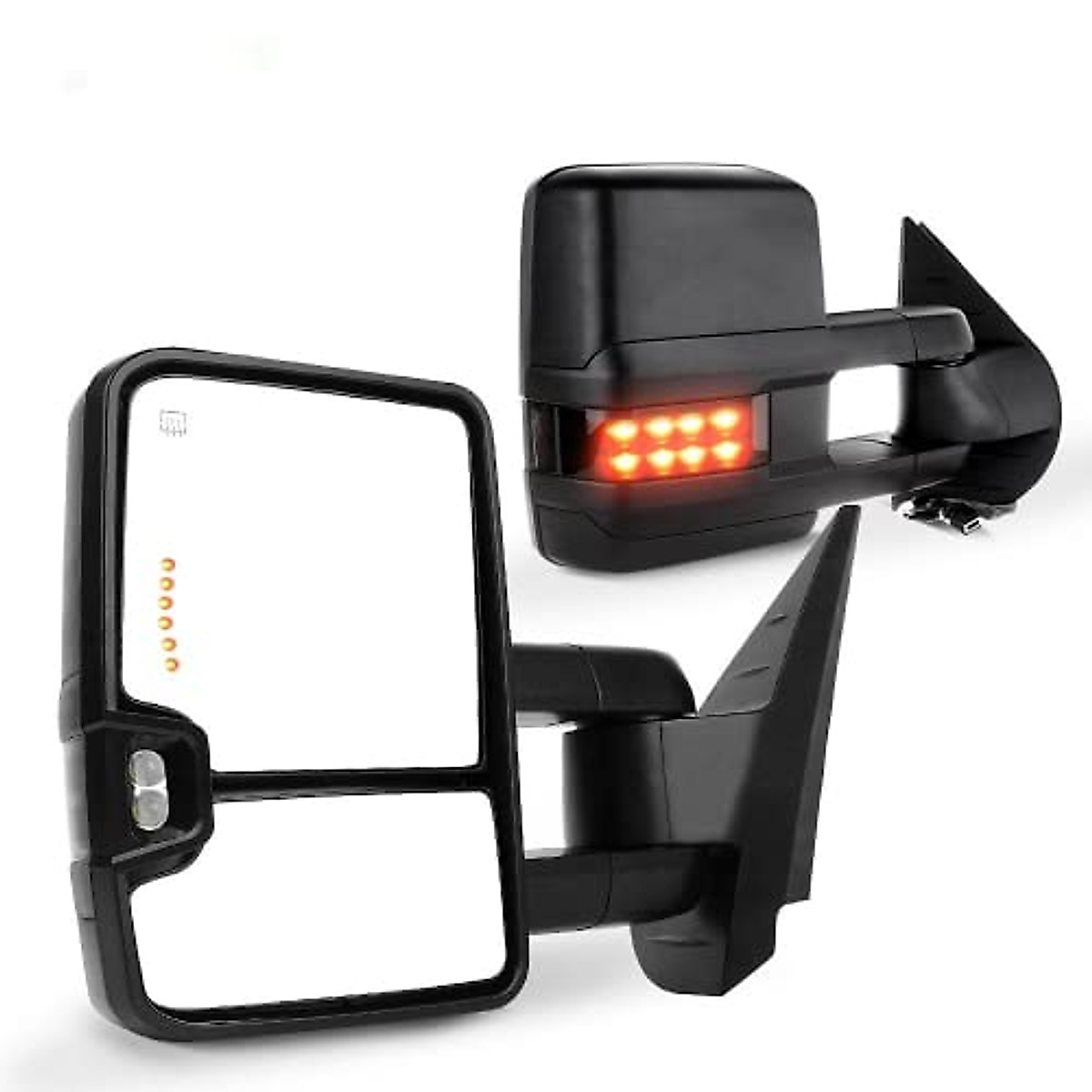 SCITOO Towing Mirrors Exterior Mirrors fit for Chevy for GMC 2007-2013 for Silverado/for Sierra Pair Rear View Mirrors with Power Control Heated Turn Signal Backup Light Manual Telescoping Folding