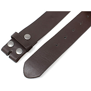 BC Belts Leather Belt Strap with Smooth Grain Finish 1.5" Wide with Snaps (Brown-M)