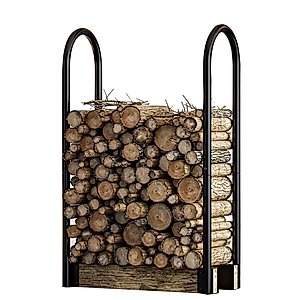 Fire Beauty Firewood Log Rack Adjustable Bracket Kit, Fireplace Wood Storage Holder,Black Powder,Coated Steel, Outdoor and Indoor