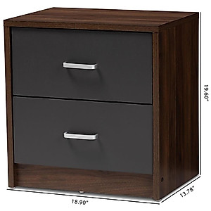 Baxton Studio Hansel Modern and Contemporary 2-Drawer Dark Brown and Dark Grey Finished Nightstand