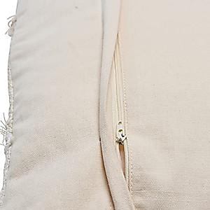 Creative Co-Op Woven Cotton and Wool Patchwork Frayed Edges Pillow, 18" L x 18" W x 2" H, Cream