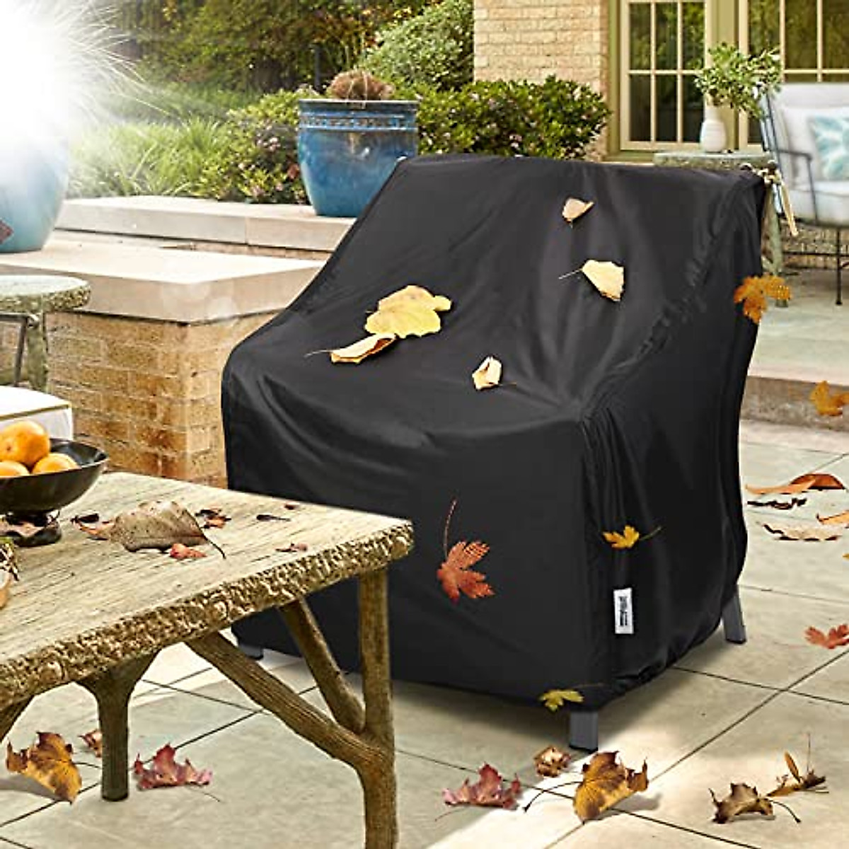VARIETYFACE Waterproof Patio Furniture Covers,Outdoor Chair Covers 2 Pack Sunproof,Durable Lawn Chair Covers,Fits up to 35W x 38D x 31H inches Black