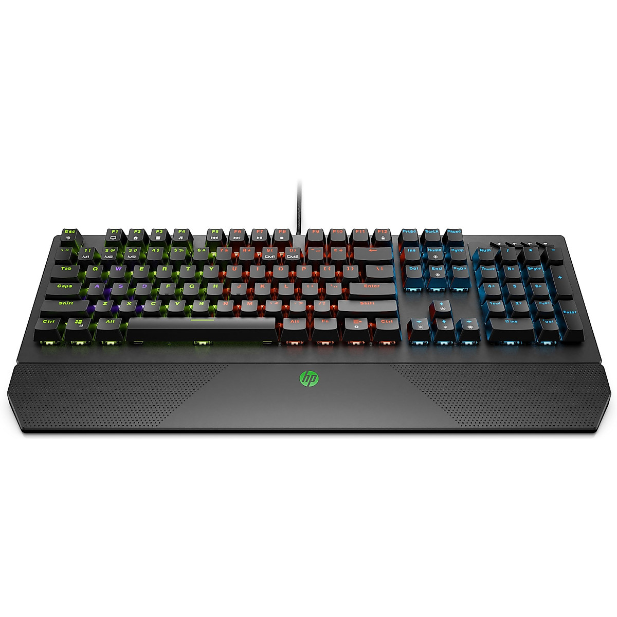 HP Pavilion Gaming Wired Mechanical Keyboard 800 with 4-Zone Backlit LED, Anti-Ghosting N-Key Rollover, Audio Control, and Red Mechanical Switches, (5JS06AA)