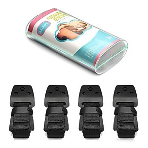 Furniture Anchors for Baby Proofing, Anti-tip TV Straps Safety, All Metal Parts, 4 Pack - Black