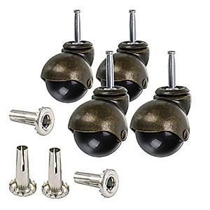 Skelang 1.5 Inch Ball Caster Stem Caster Wheel with Sockets, Vintage Antique Swivel Caster for Furniture, Sofa, Chair, Cabinet, Pack of 4