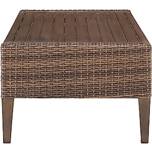 Crosley Furniture Capella Wicker Outdoor Coffee Table for Patio, Deck, Porch, Brown