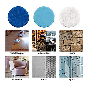 LUTER 5-6 Inch 24pcs Polishing Bonnet Pads Microfiber Wax Applicator Including 12 Packs Microfiber Waxing Bonnet 6 Packs Wool Buffing Pads 6 Packs Non-Woven Buffing Pad