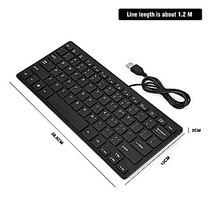 Wired Gaming Keyboard, Universal Mini USB Wired Silent Ultra-Thin 78 Keys Keyboard for Desktop Computer Laptop PC(Black)