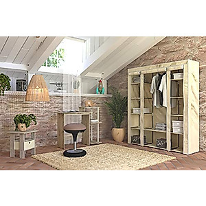 Furinno Efficient Home Laptop Notebook Computer Desk with Square Shelves, Sonoma Oak/White