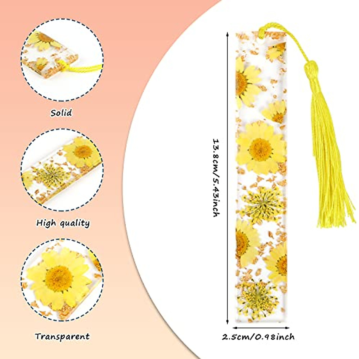 Dried Flower Book Page Holder for Reading,2 Pieces Thumb Book Page Holder and 1 Piece Resin Bookmark with Tassel Cute Book Accessories for Reading Lovers Book Marks for Book Lovers Gifts