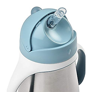 Beaba Stainless Steel Straw Sippy Cup, Sippy Cup with Removable Handles, Sippy Cup with Straw, 8+ months, 8.5 oz (Rain)
